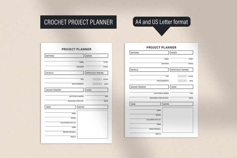 Crochet Project Planner | Crochet Journal | Digital & Printable PDF ...