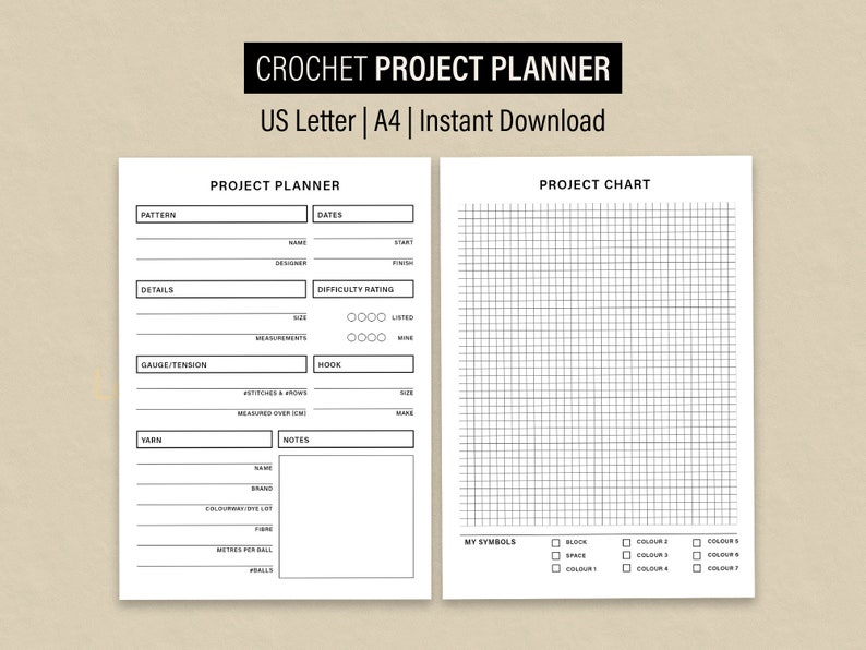 Crochet Project Planner | Crochet Journal | Digital & Printable PDF ...