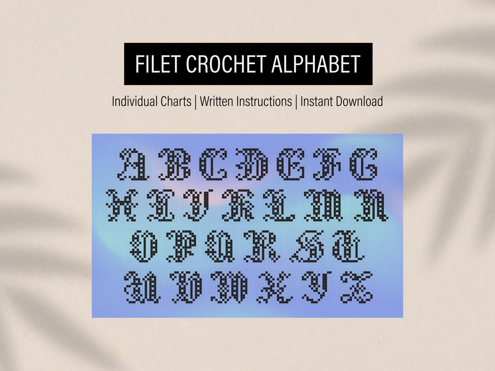 Vintage Filet Crochet Alphabet Letters | Crochet Charts | PDF Digital ...