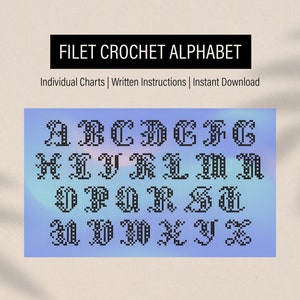 Vintage Filet Crochet Alphabet Letters | Crochet Charts | PDF Digital ...