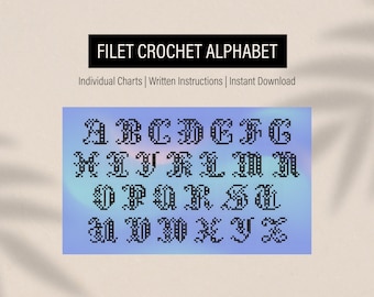 Vintage Filet Crochet Alphabet Letters | Crochet Charts | PDF Digital ...