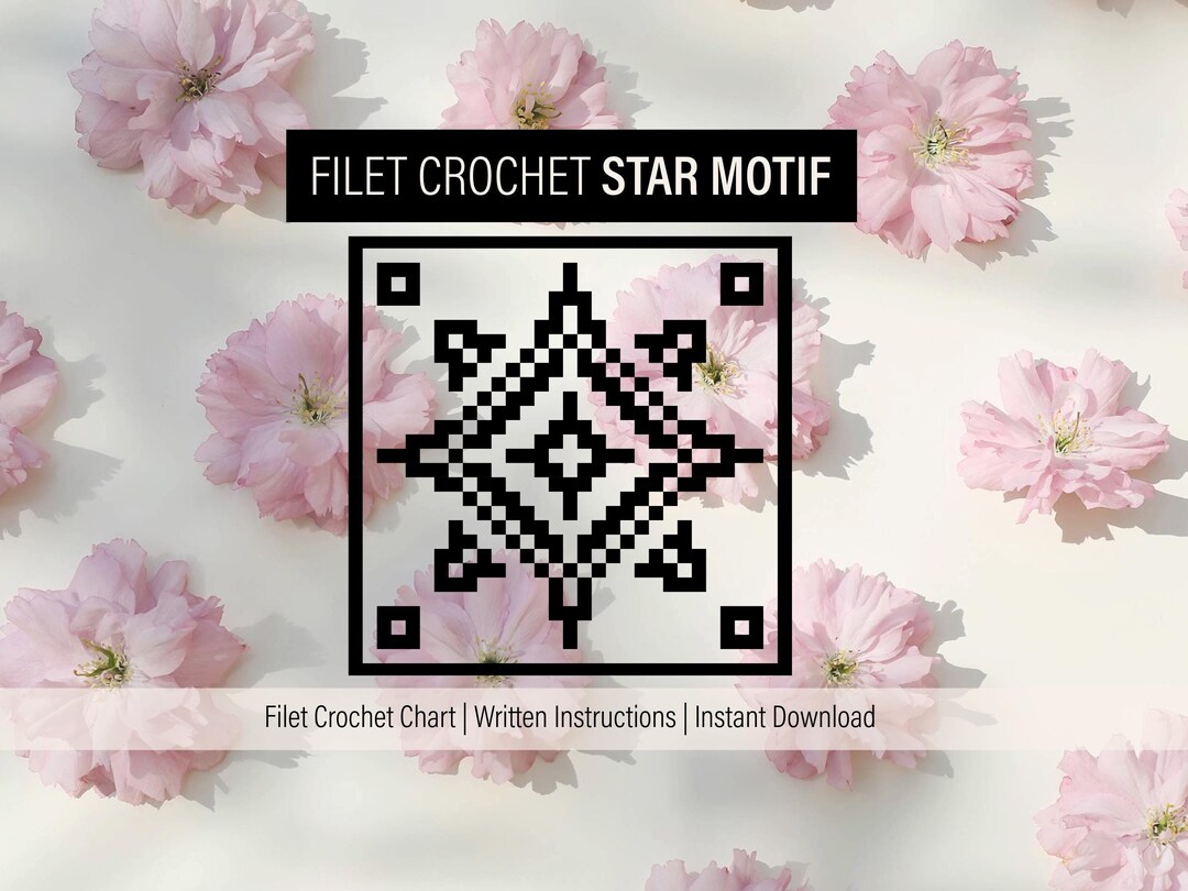 Filet Crochet Star Motif Filet Crochet PDF Pattern Instant Digital ...