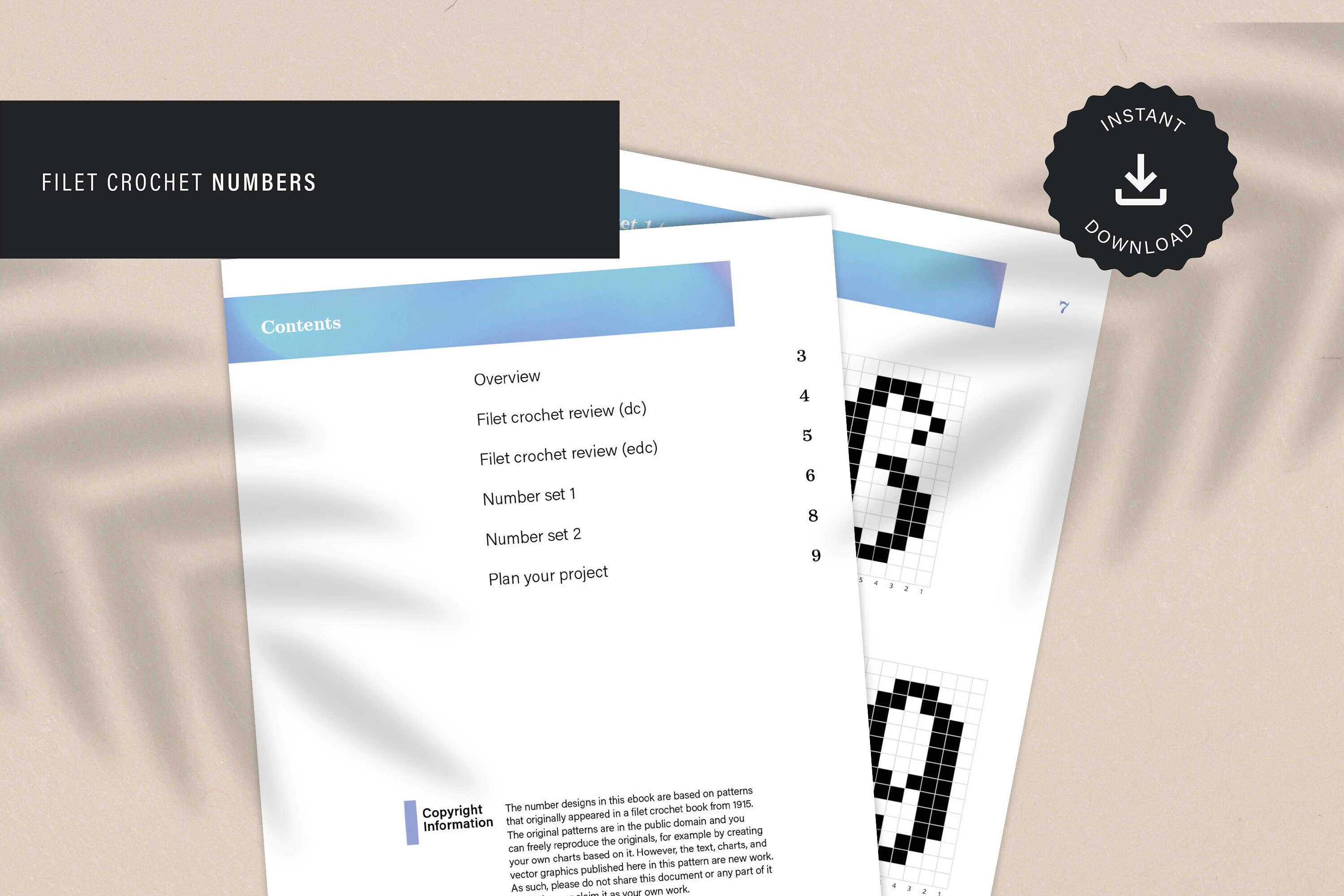 Vintage Filet Crochet Numbers | Ebook - Etsy