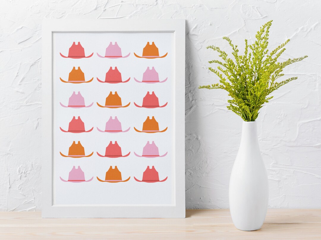 Pink Cowboy Hat Poster Cowboy Hat Print Western Wall Art, Southwestern ...
