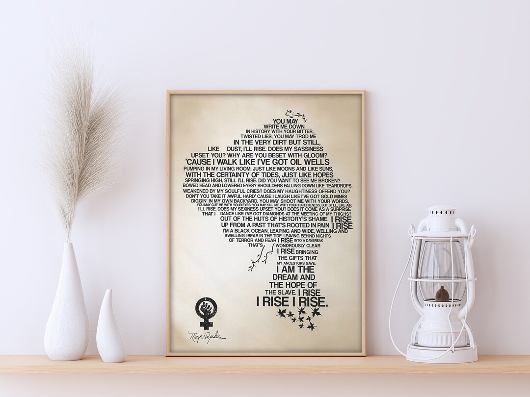 Still I Rise Poem Poster, Maya Angelou Poster Print, Inspirational ...