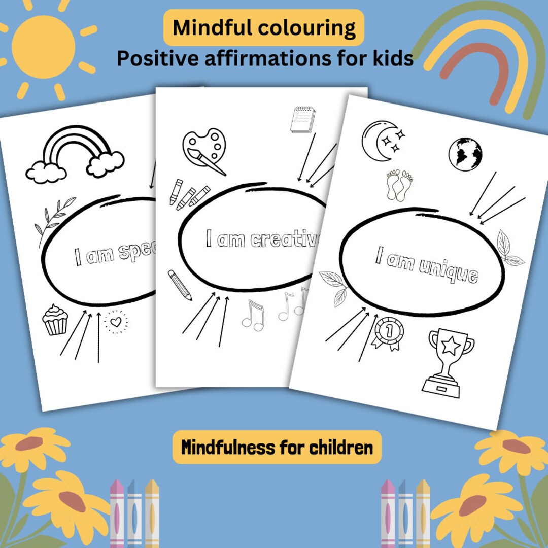 Children's Positive Affirmation Colouring Pages - Etsy