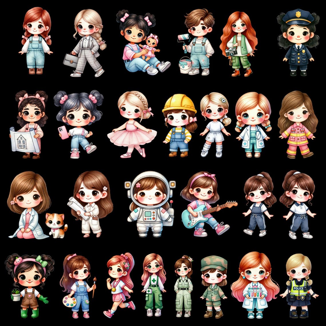 Kids Careers Clipart, Children’s Dream Jobs Clipart, Career Kids ...