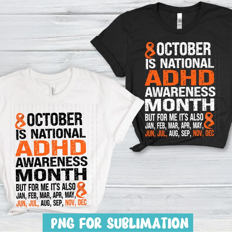 ADHD Awareness Month PNG, Orange Ribbon Design, National Adhd Awareness ...