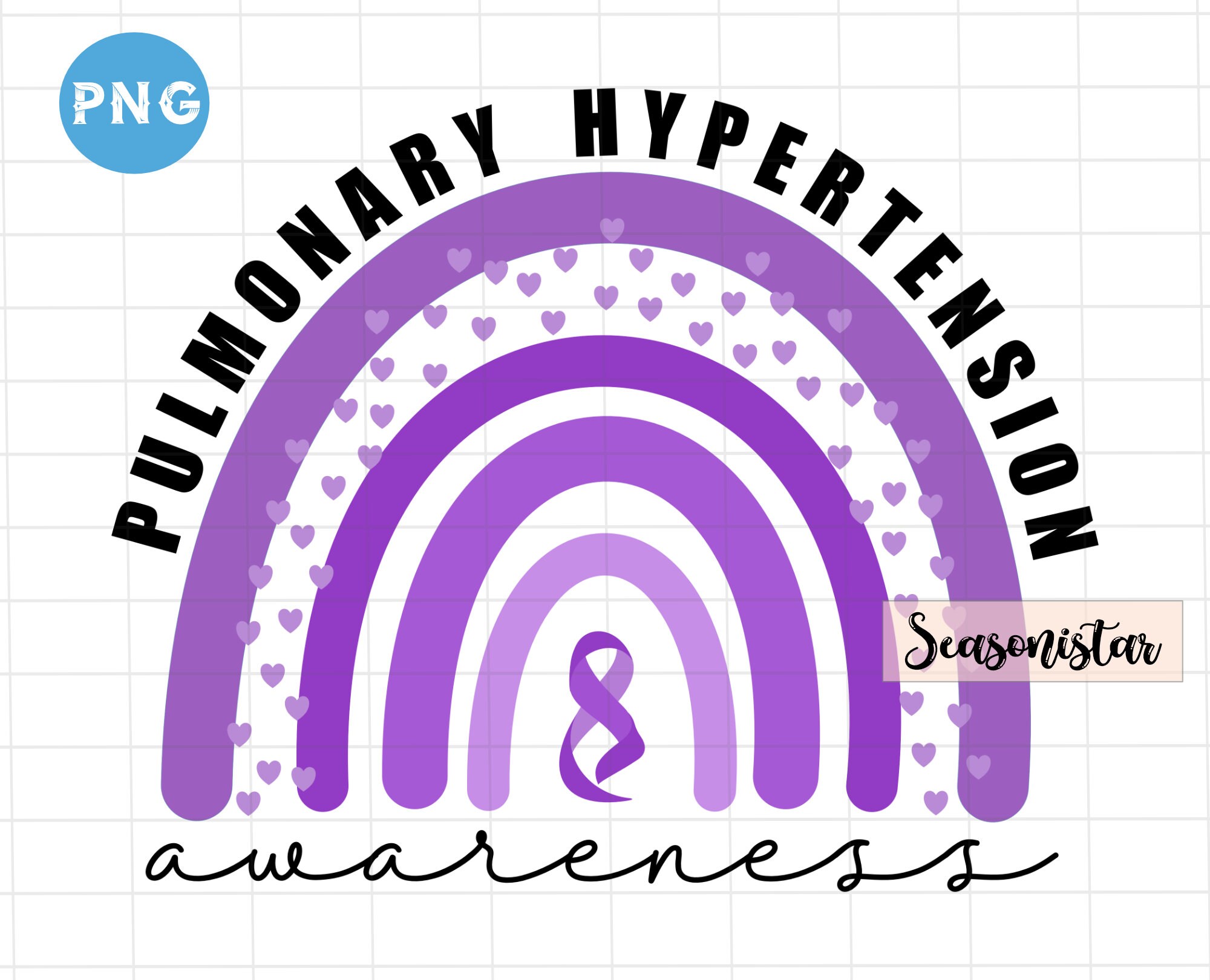 Pulmonary Hypertension Rainbow Png Purple Ribbon PH Awareness - Etsy