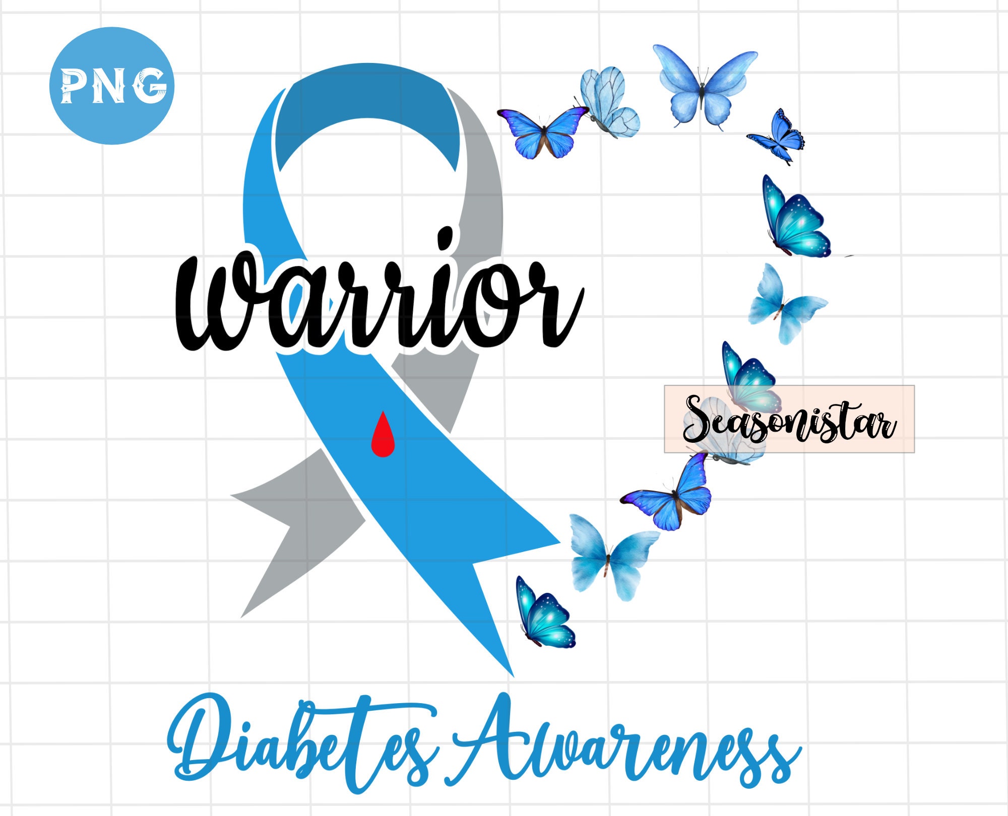 Diabetes Awareness Warrior Butterfly Sublimation Png Diabetes - Etsy