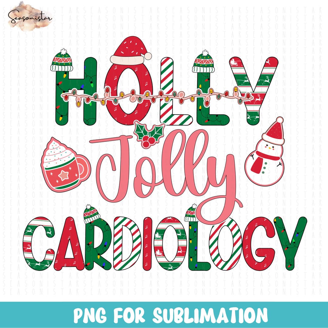 Holly Jolly Cardiology Boho PNG, Santa's Favorite Christmas Doctor ...