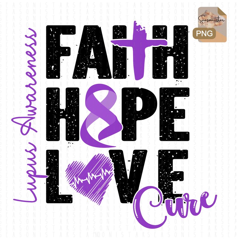 Lupus Awareness, Purple Ribbon PNG, Faith Hope Love, Cure Lupus Design ...