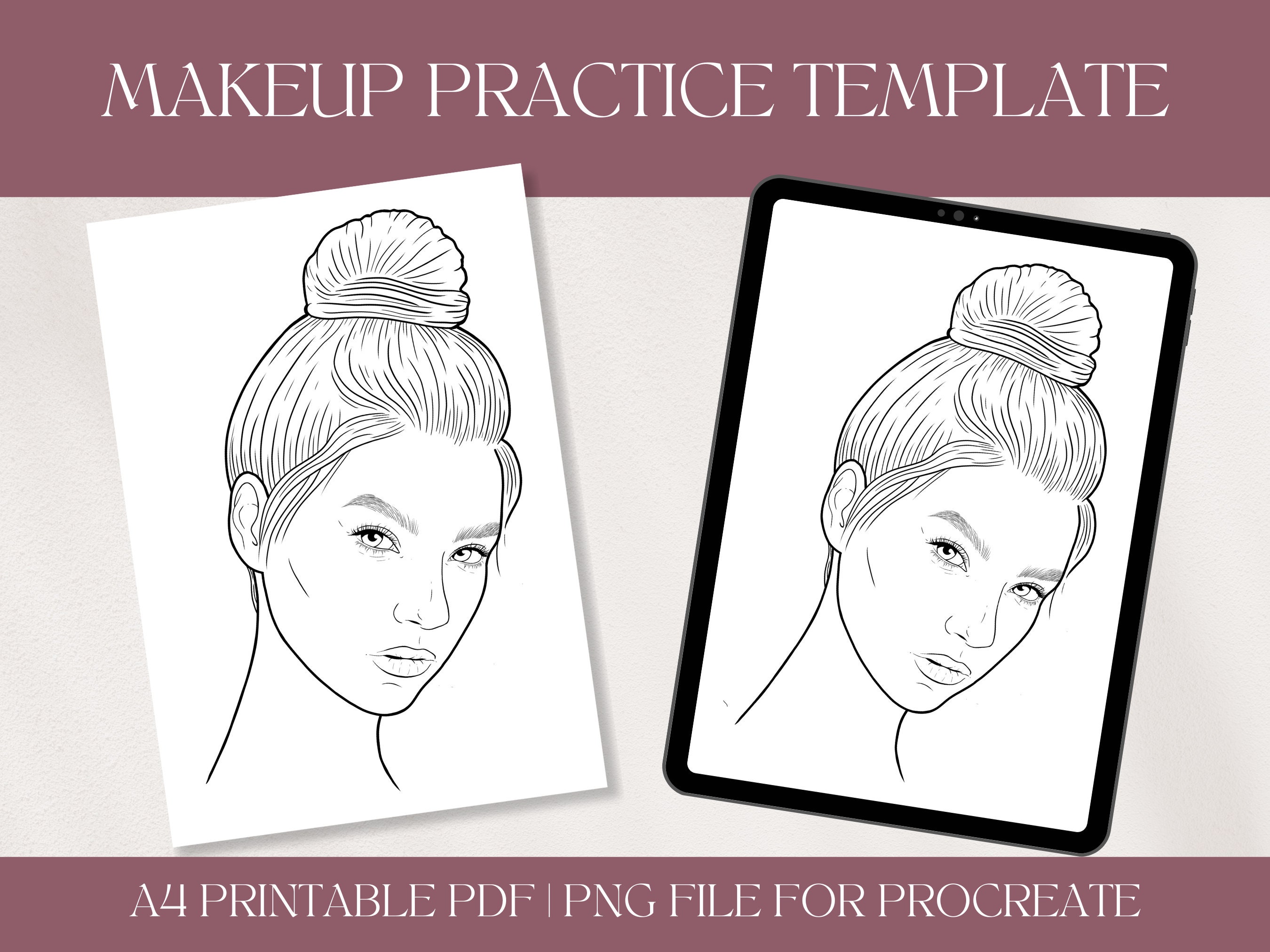 Makeup Practice Sheet | Makeup Face Chart | PDF File | PNG File ...