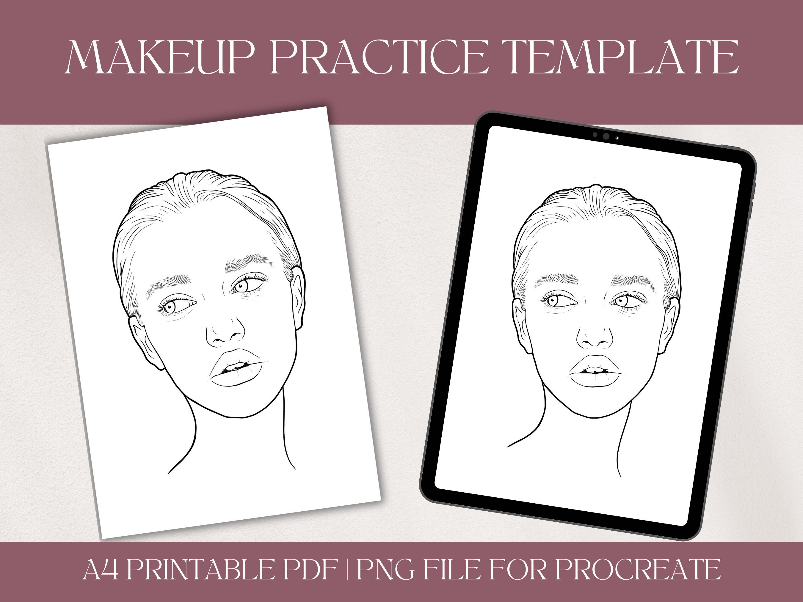 Makeup Practice Sheet | Makeup Face Chart | PDF File | PNG File ...