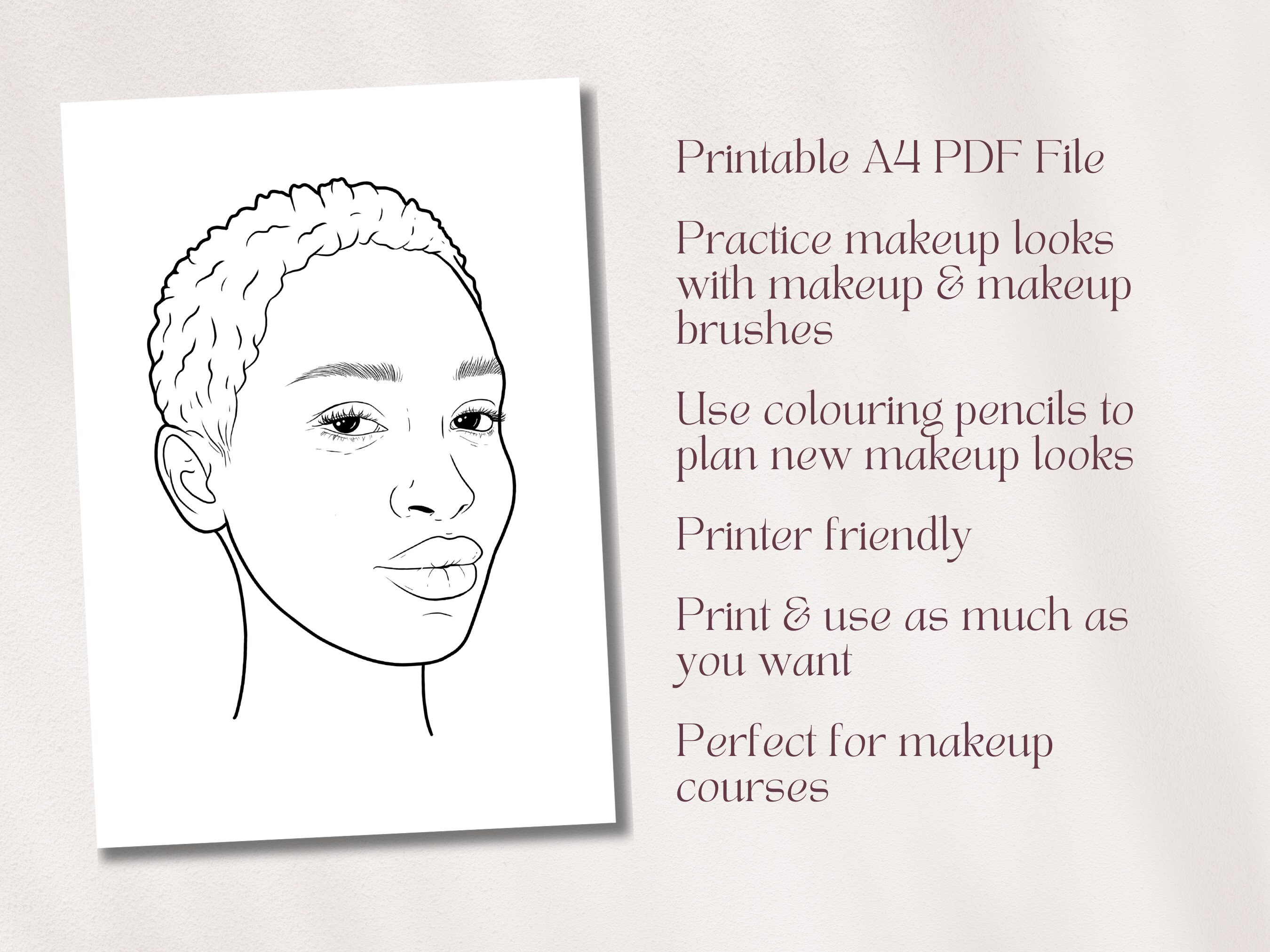 Makeup Practice Sheet | Makeup Face Chart | PDF File | PNG File ...