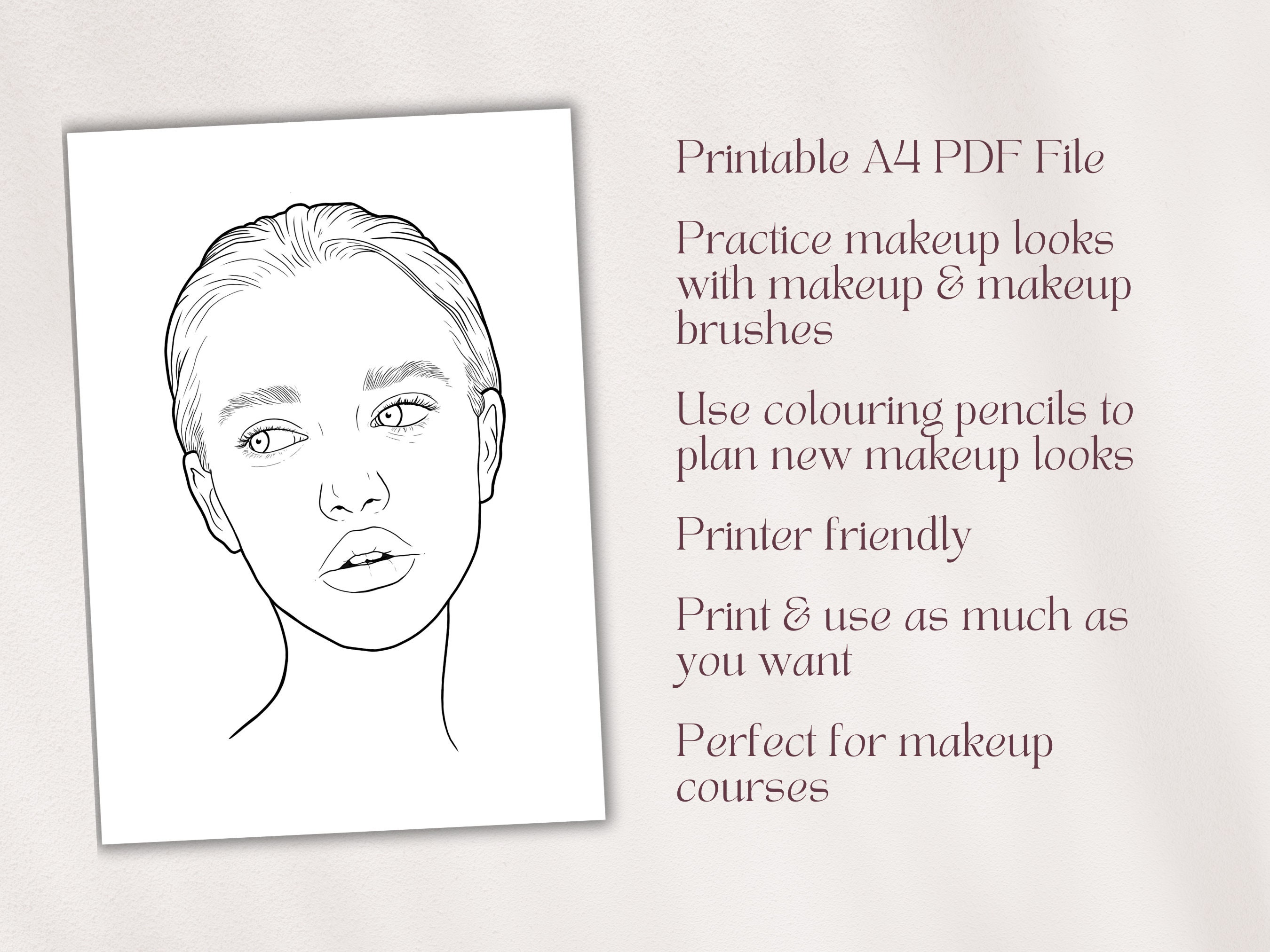 Makeup Practice Sheet | Makeup Face Chart | PDF File | PNG File ...