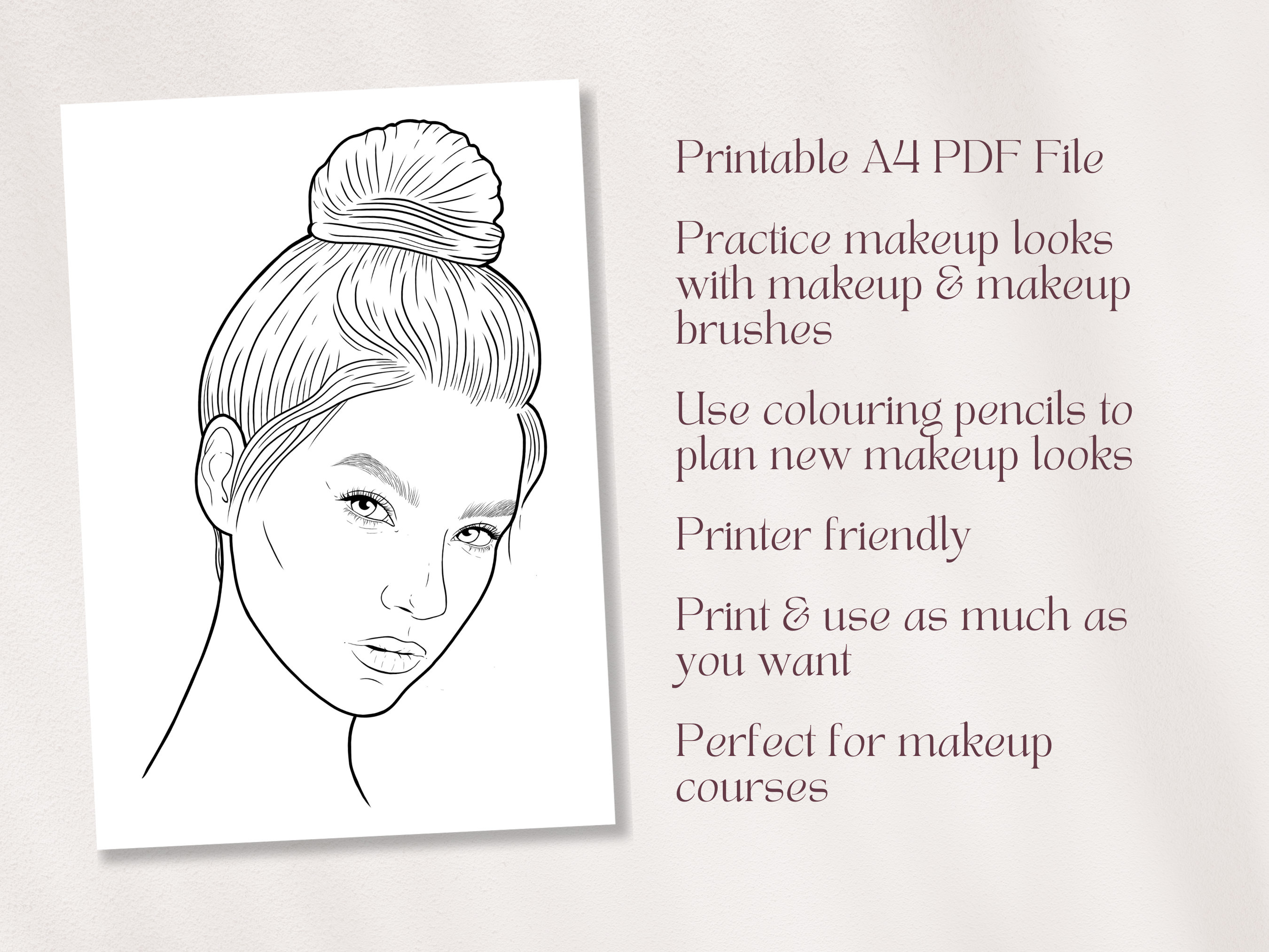 Makeup Practice Sheet | Makeup Face Chart | PDF File | PNG File ...