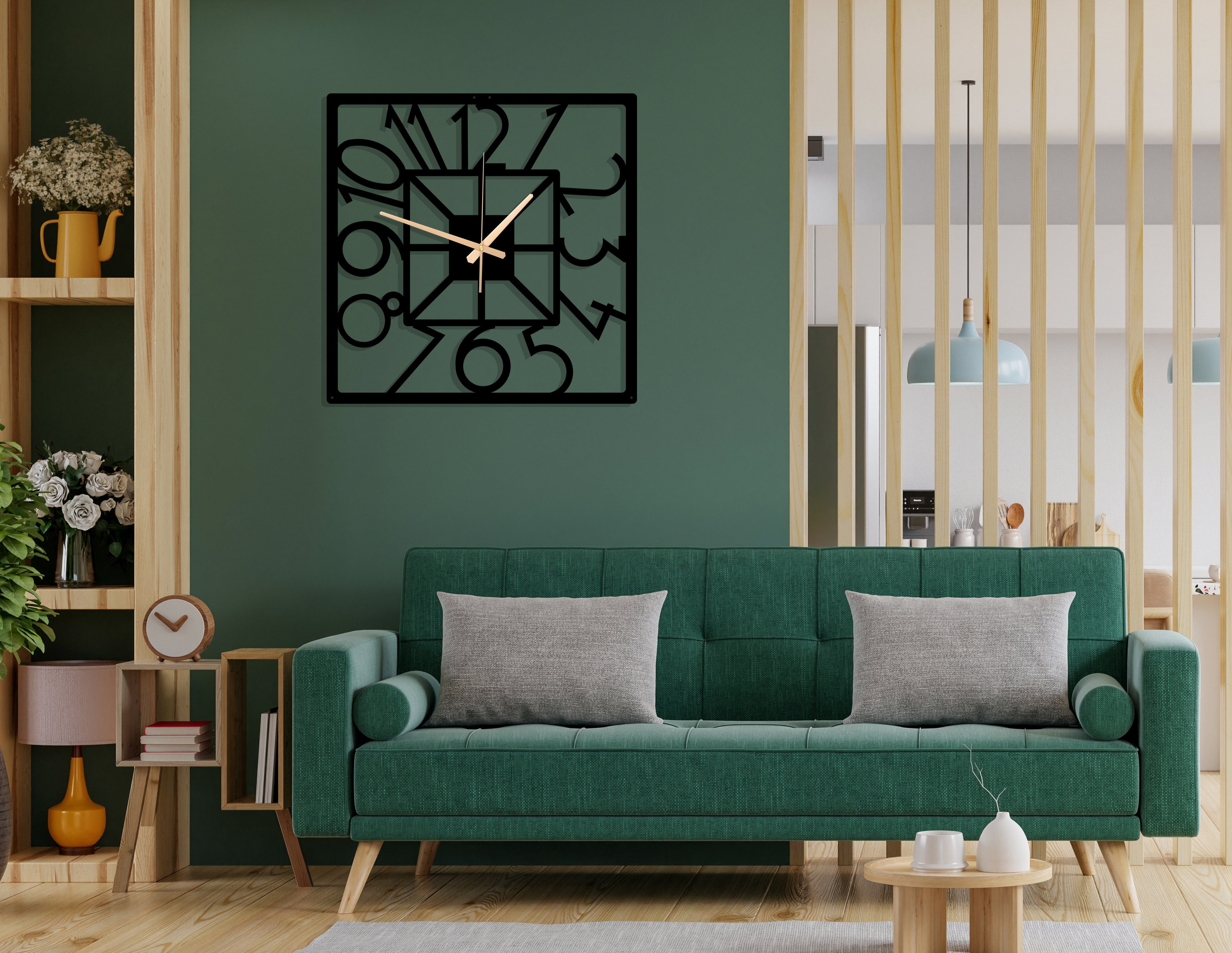 Square Wall Clock,black Large Modern Wall Clock, Silent Metal Wall ...