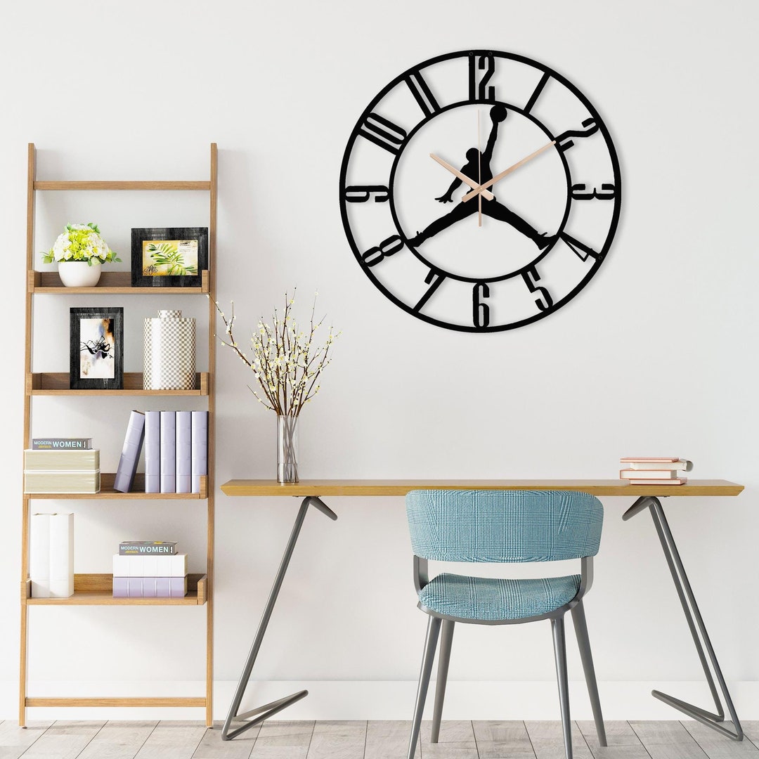 Michael Jordan Jumpman Metal Wall Clock,nba Legend Sign Clock,modern ...