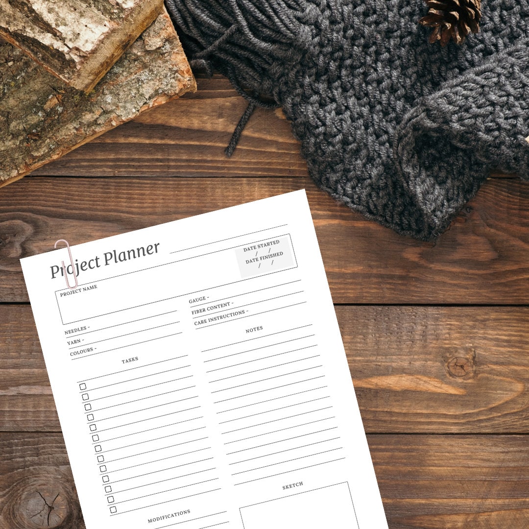 PROJECT PLANNER ⨯ Knitting Project Notes Template ⨯ Digital PDF ...