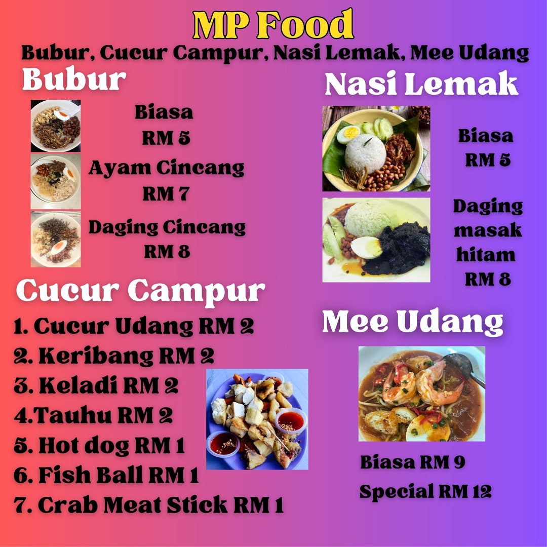 Purple Food Menu Template - Etsy