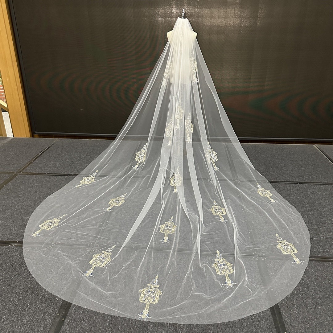 Princess Scepter Pattern Veil Single Tier Sequins Beads - Etsy