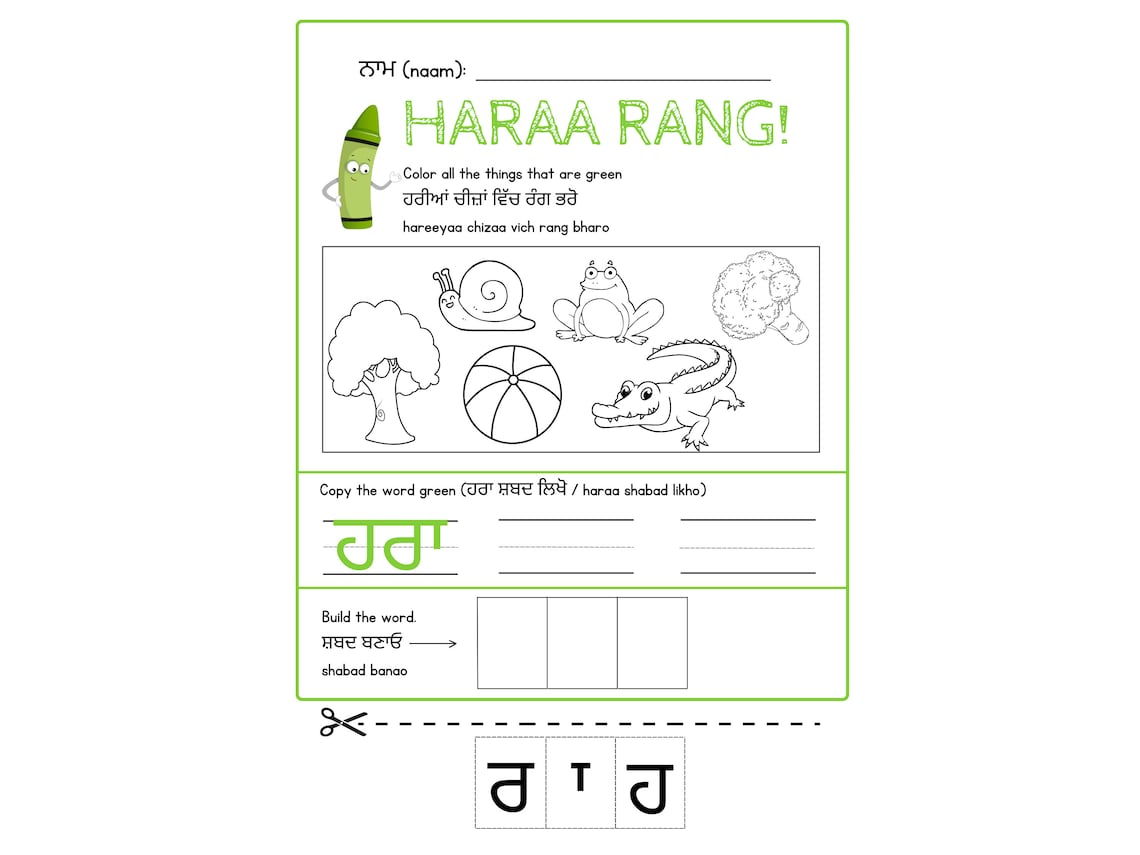 Learn Punjabi - Colours and Shapes in Gurmukhi - Etsy