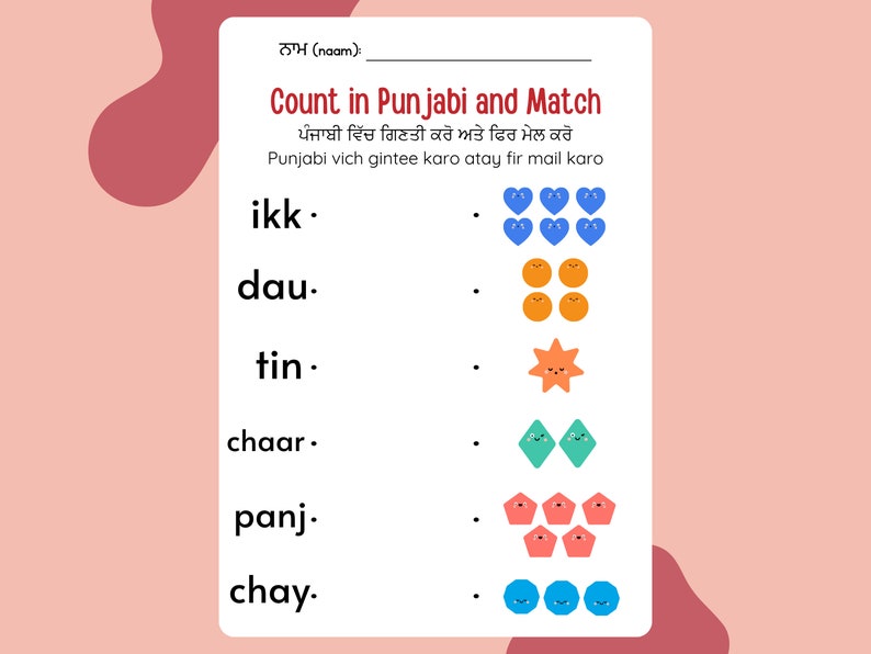 Learn Punjabi - Numbers and Days of the Week in Gurmukhi - Etsy