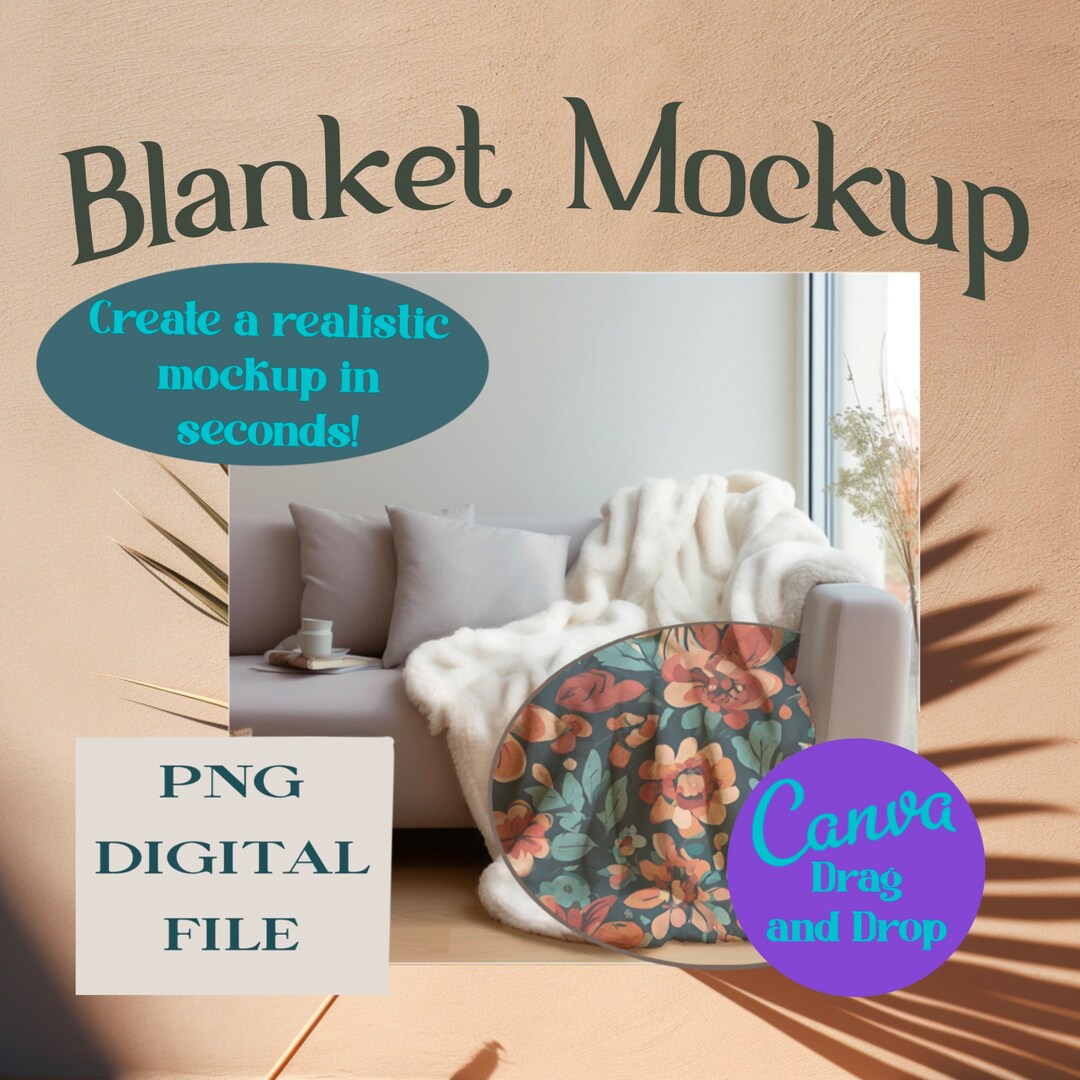 Sherpa Blanket Mockup, Canva Png Drag and Drop - Etsy