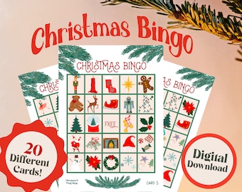 Printable Christmas Bingo Game, 20 Unique Bingo Cards, Christmas ...
