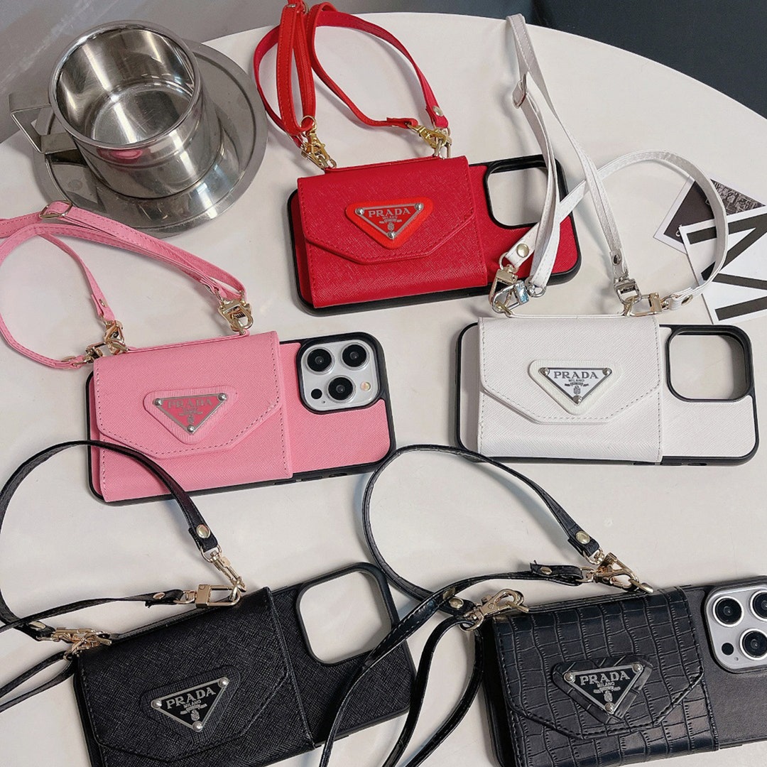 Slant Phone Case With Wallet and Lanyard Luxury Genuine - Etsy