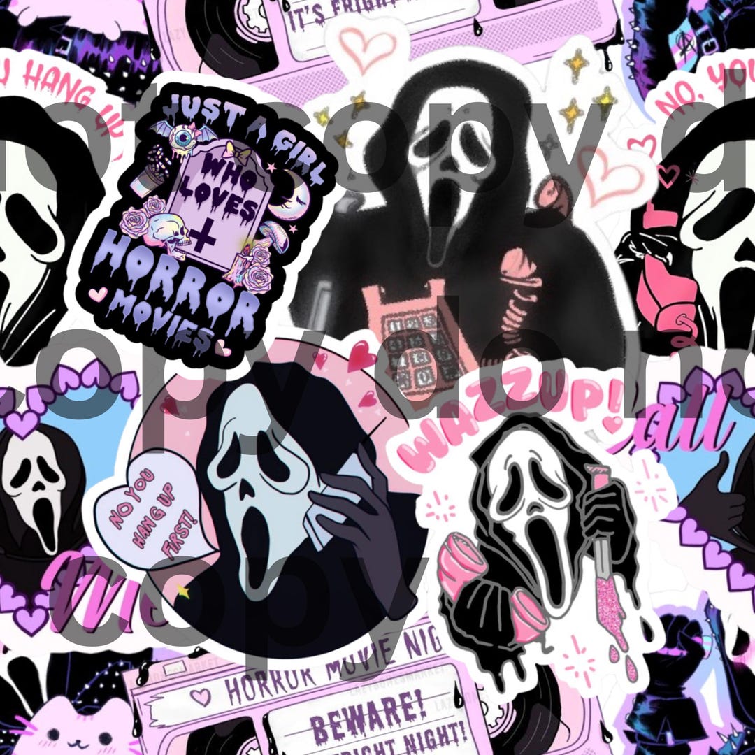 Girly Halloween Horror Collage Seamless File - Etsy