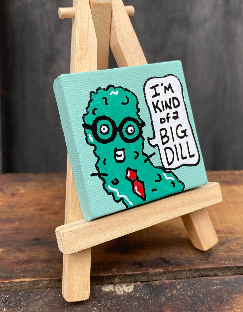 Pickle Lover Art Mini Painting for Kitchen Big Dill Pickle Gift Wall ...