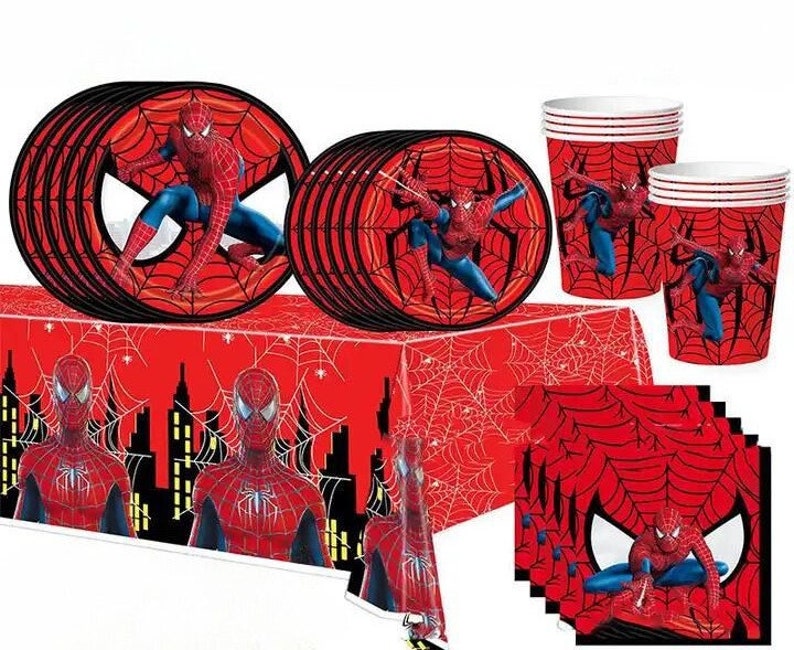 Spiderman Party Set, Superhero Birthday Party Tableware Plates, Napkins ...