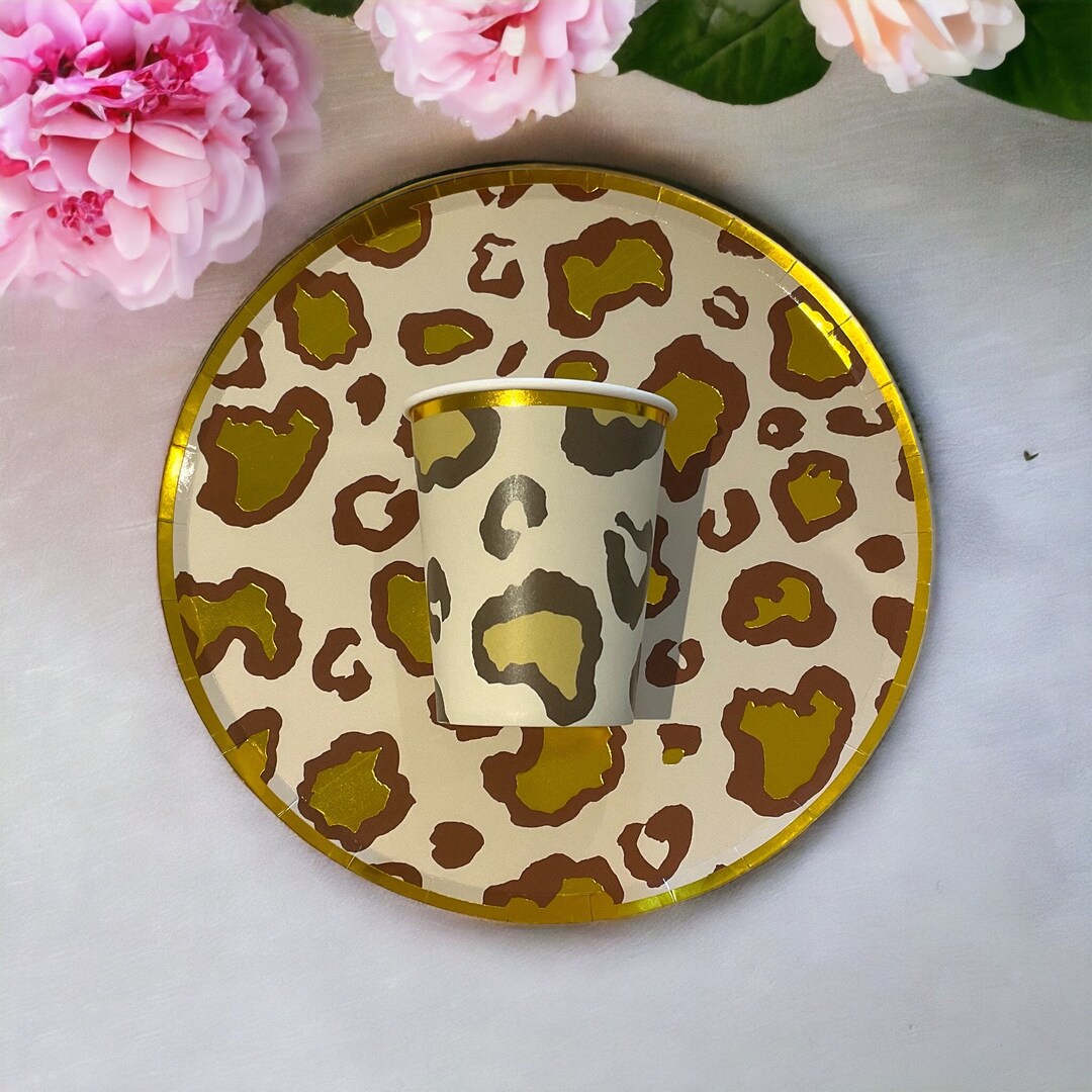 Leopard Print, Animal Print Gold Party Tableware - Etsy