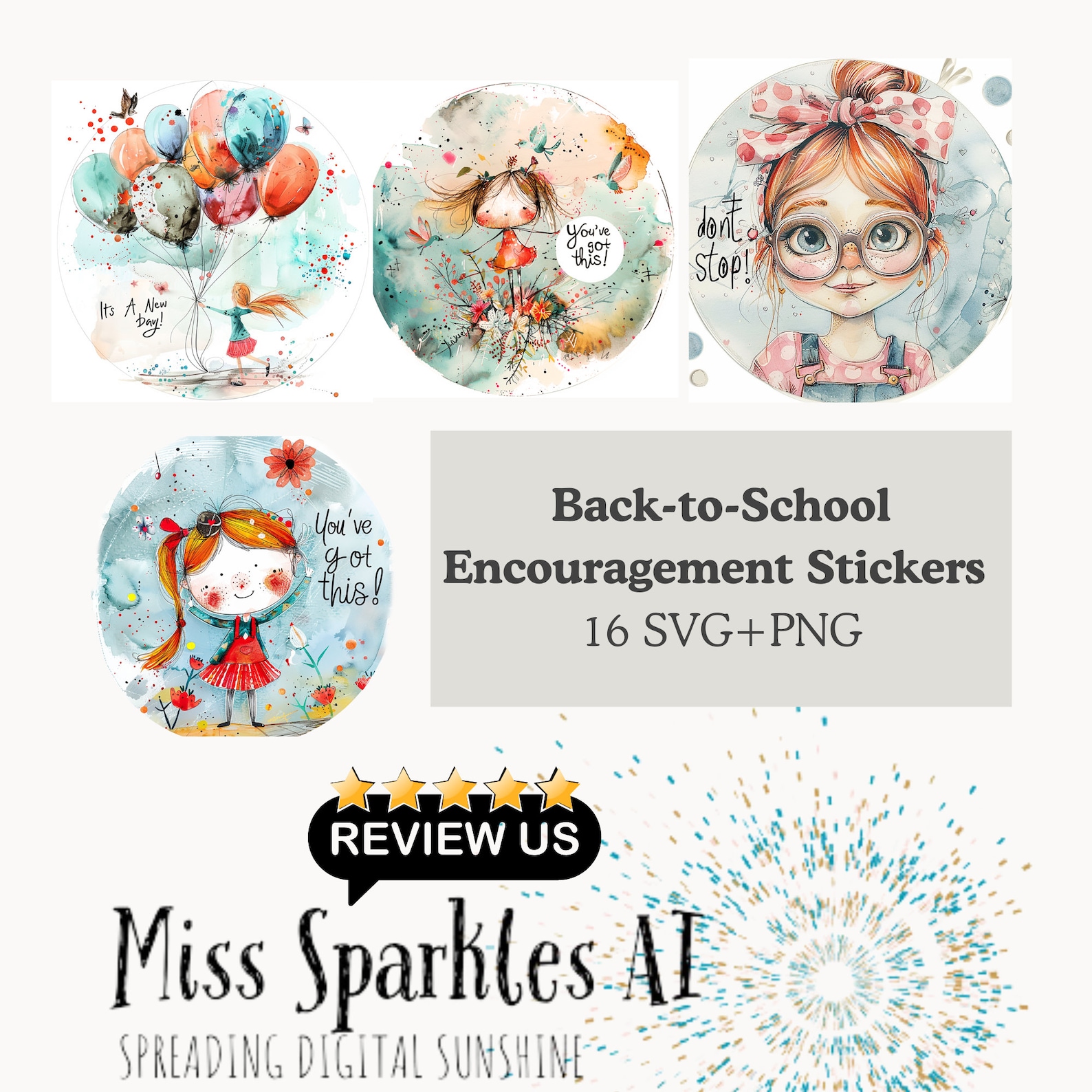Back-to-school Encouragement Stickers- Character Illustrations With ...