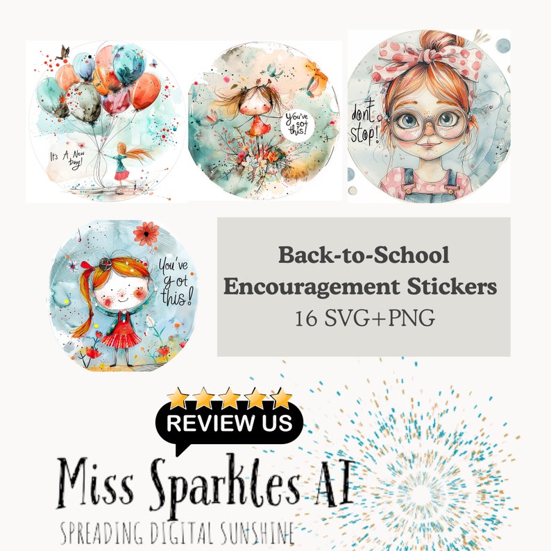 Back-to-school Encouragement Stickers- Character Illustrations With ...