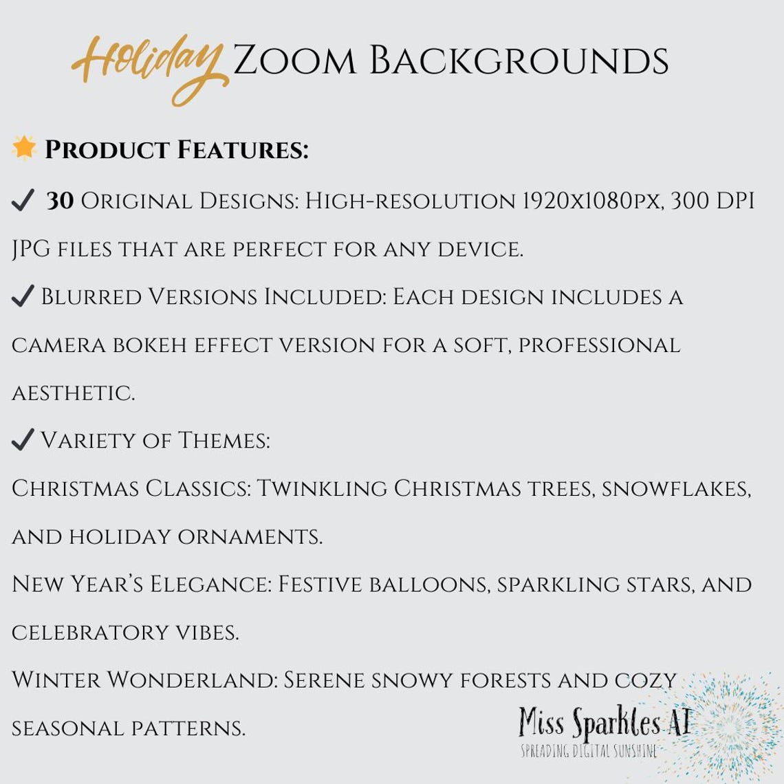 Holiday Zoom Backgrounds- Christmas&new Year Bundle| 30 Zoom Background ...