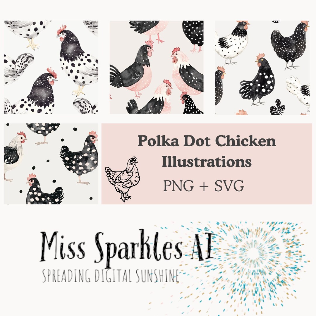 Polka Dot Chicken Illustrations | SVG | PNG| Vector | CLIPART | Chicken ...