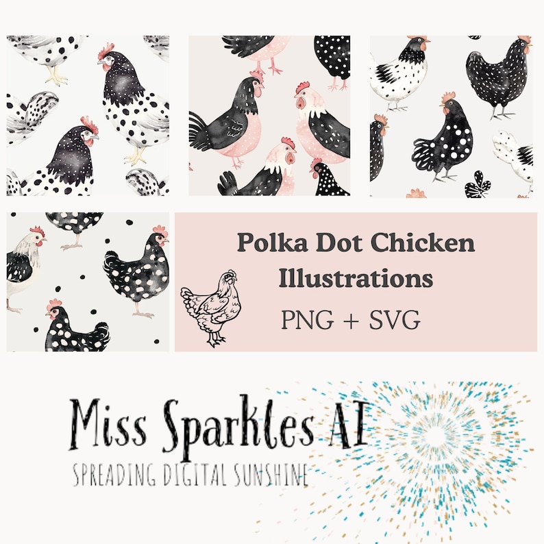 Polka Dot Chicken Illustrations | SVG | PNG| Vector | CLIPART | Chicken ...