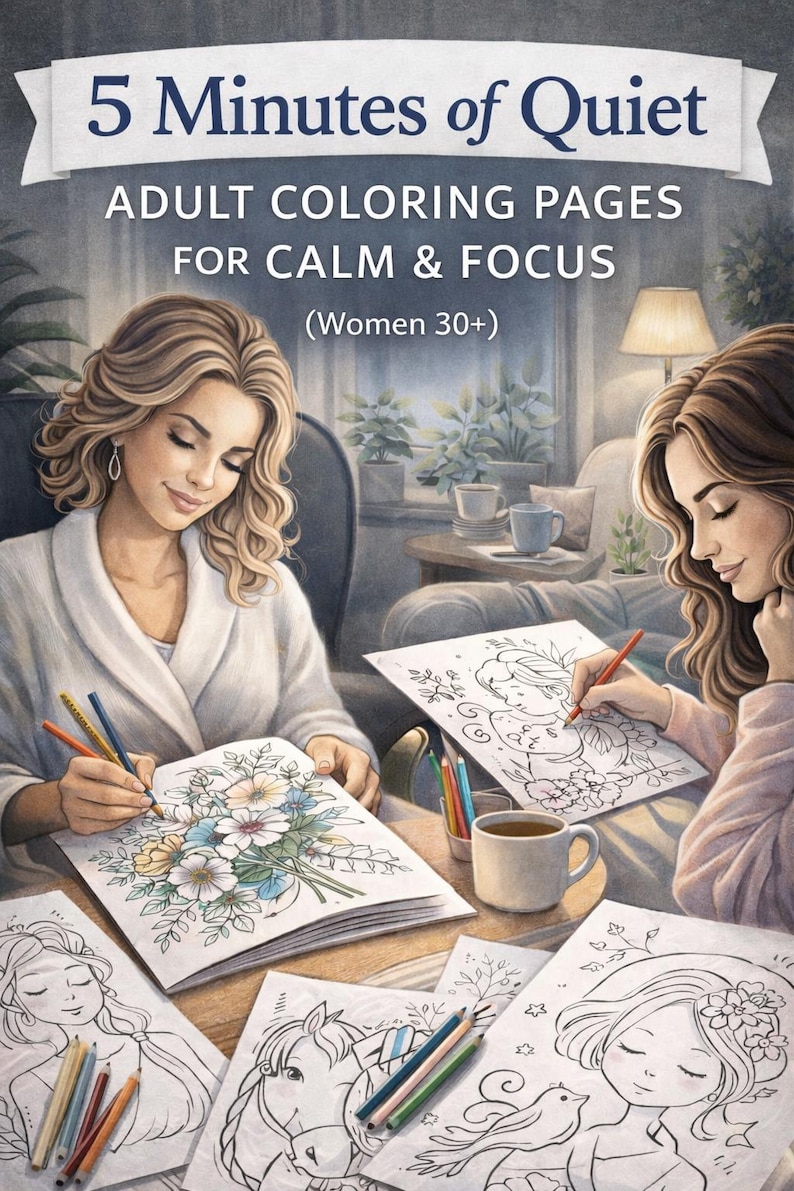 5 Minutes of Quiet – Adult Coloring Pages for Calm &focus (women 30 ...