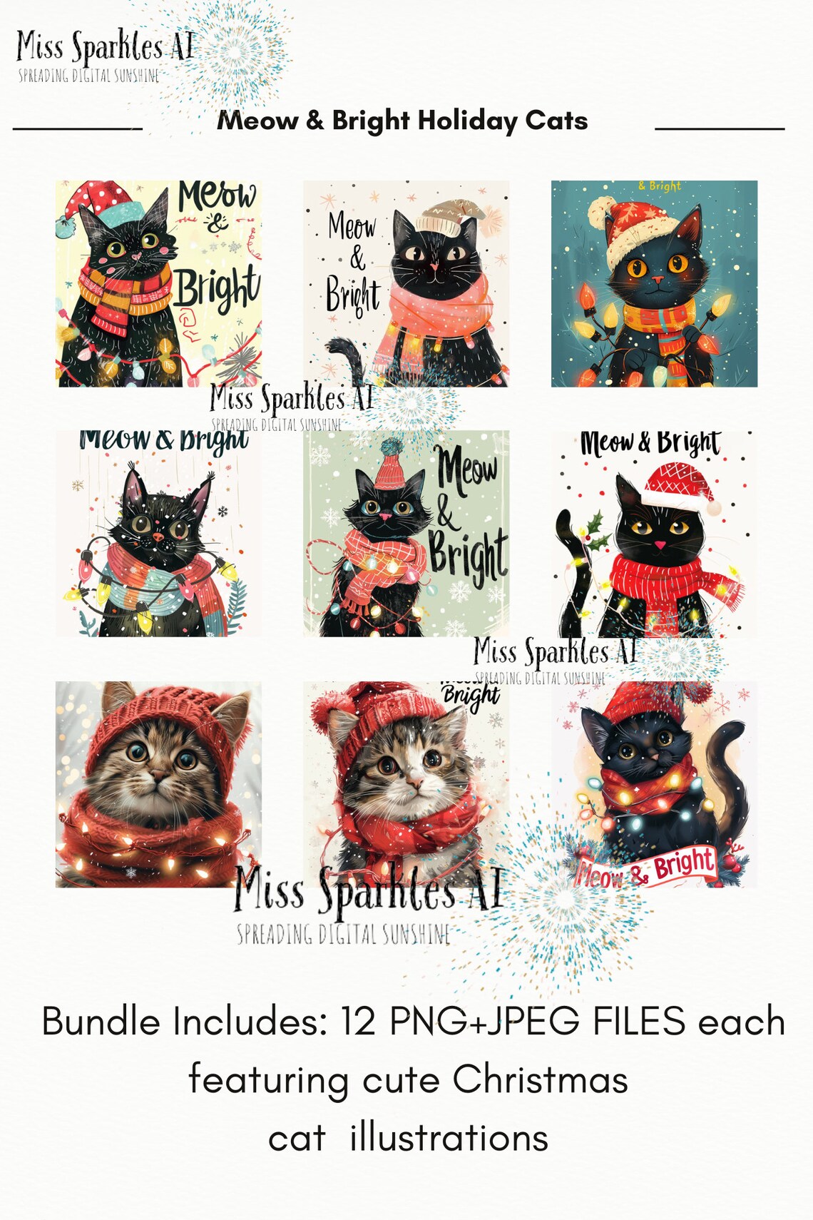 Whimsical Cats| SVG Files| Jpeg | Svg Cats| Cats Stickers| Cats Clipart ...