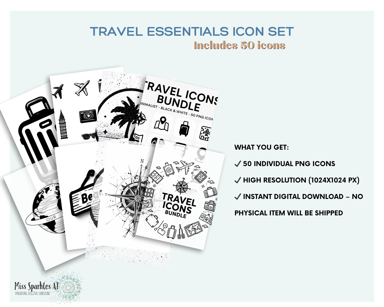 Travel Icons Bundle – 50 Minimalist Pngs|travel Essentials Icon Set ...