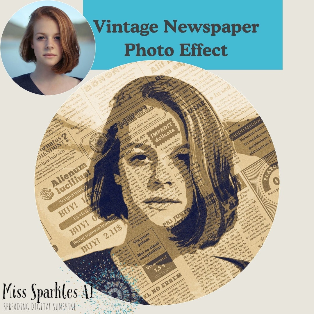 Vintage Newspaper Photo Effect - Personalized Printable Art | Custom ...