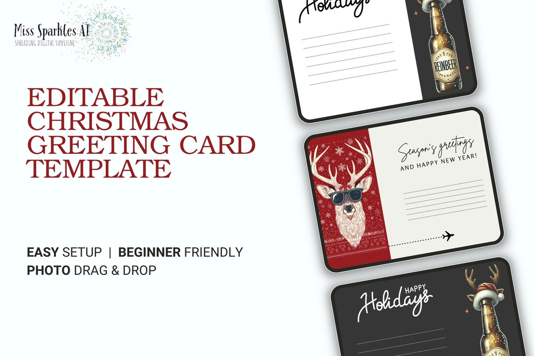 Editable Christmas Greeting Card Template Personalized Christmas Canva ...