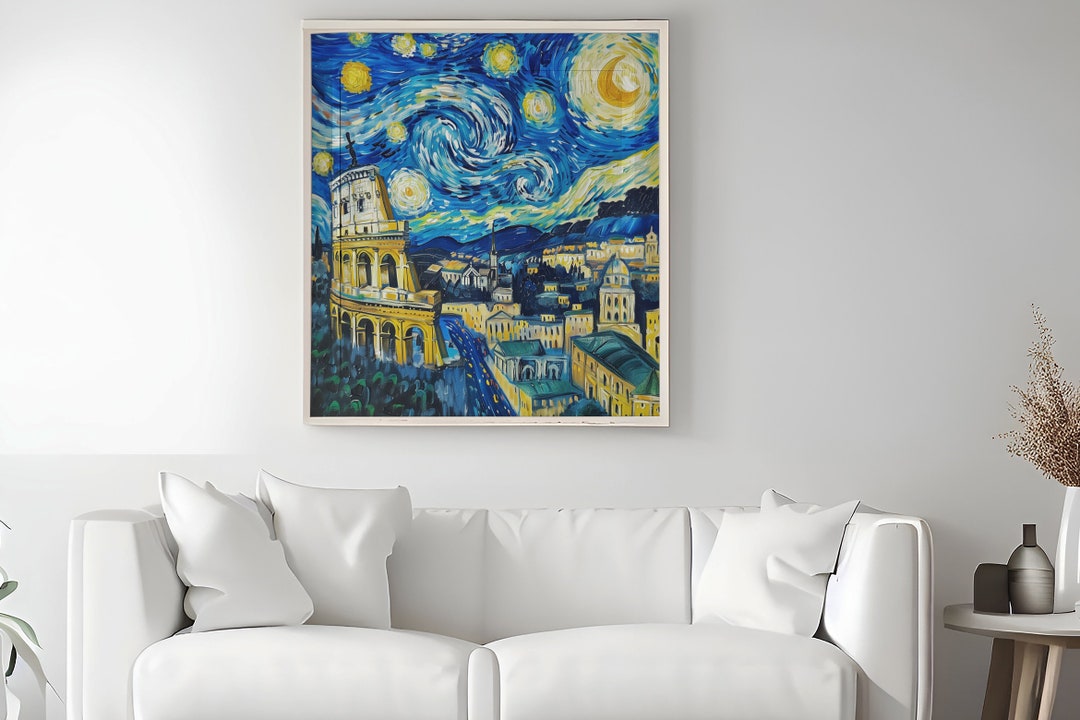 Starry Night Over Rome Digital Art Print | Printable |wall Art| Skyline ...