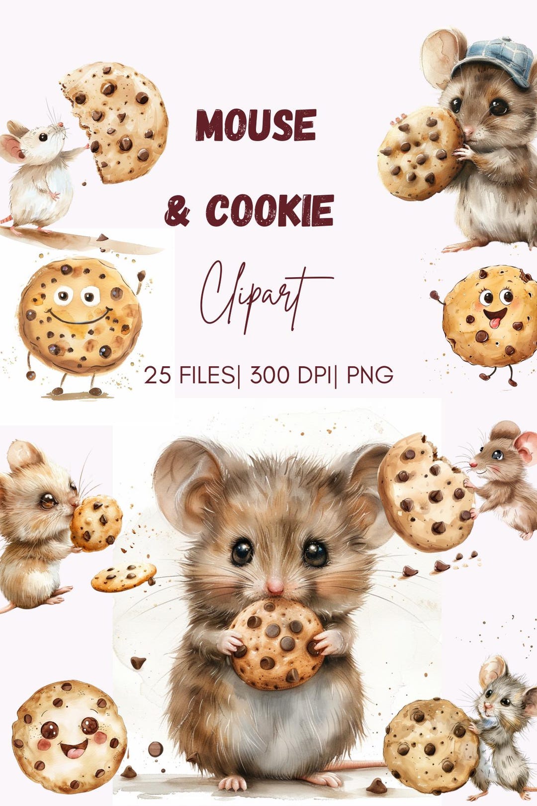Mouse & Cookie Trend – 25 Pngs | Mouse Bundle| Watercolor Digital ...