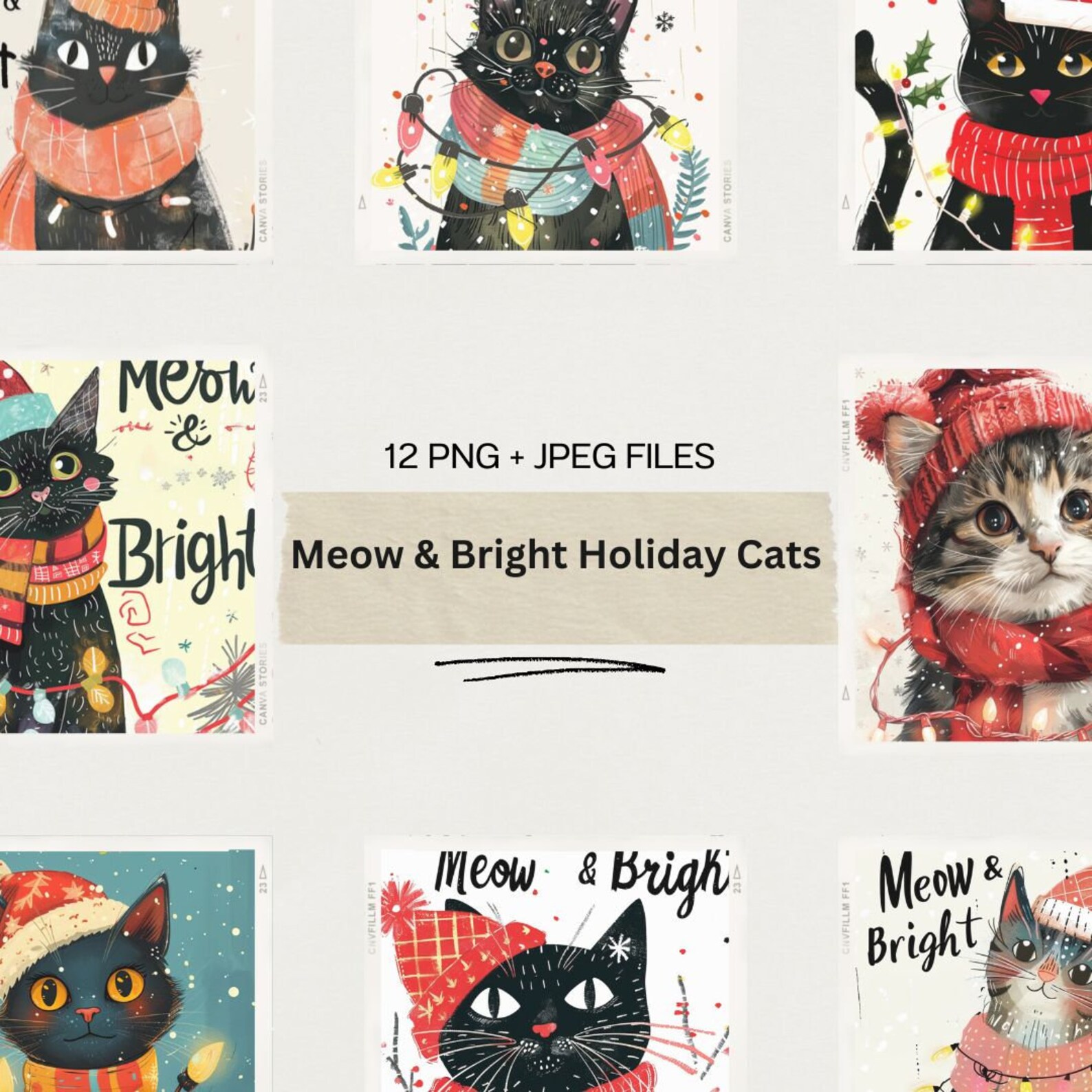 Whimsical Cats| SVG Files| Jpeg | Svg Cats| Cats Stickers| Cats Clipart ...