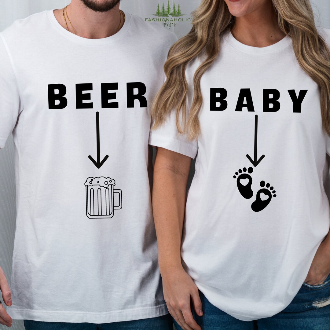 Baby Belly Beer Belly Pregnancy Announcement T-shirt, Couple Matching ...