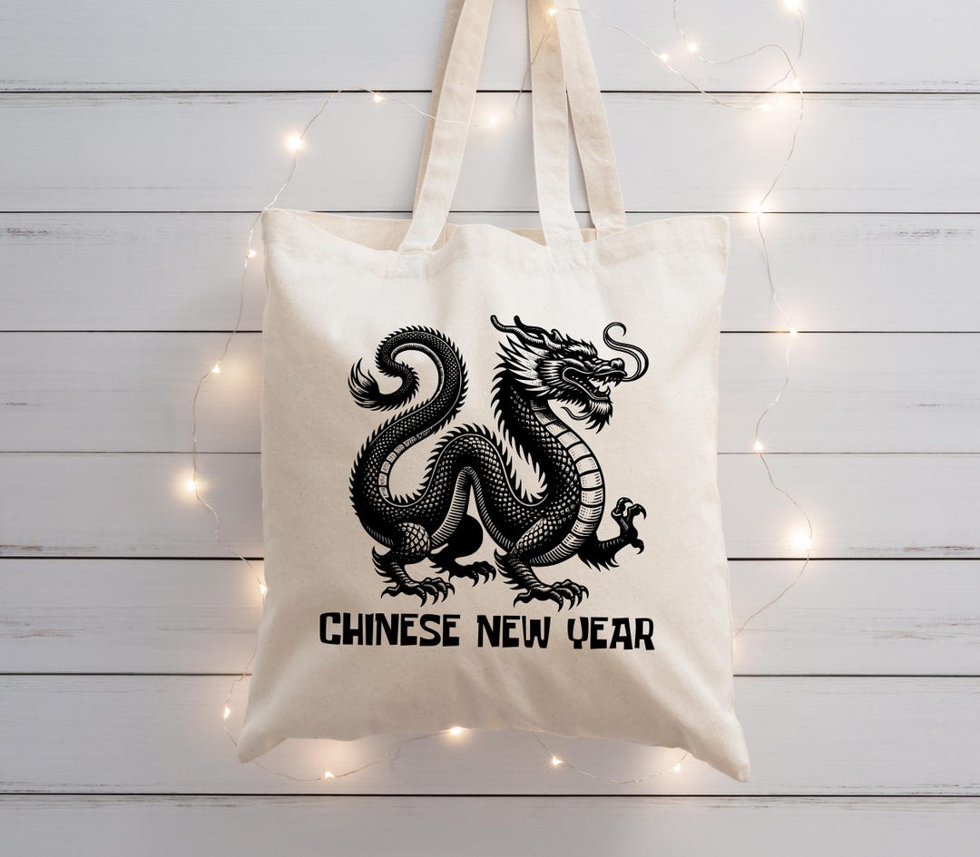 Chinese New Year Dragon Tote Bag, 2025 New Year Chinese Tote, Happy ...